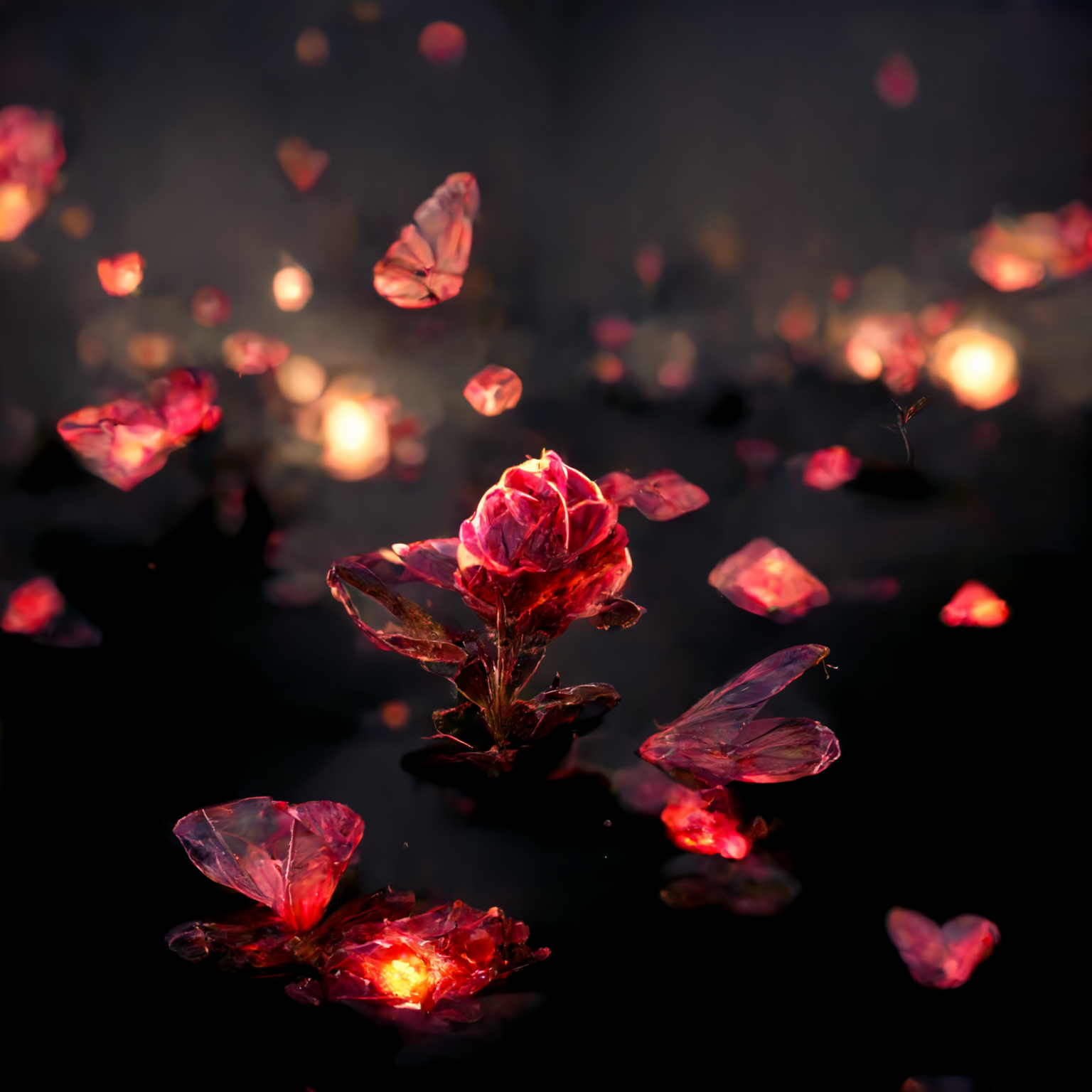 rendering of luminous Rose Dark Rose Garden, ultra realistic ...