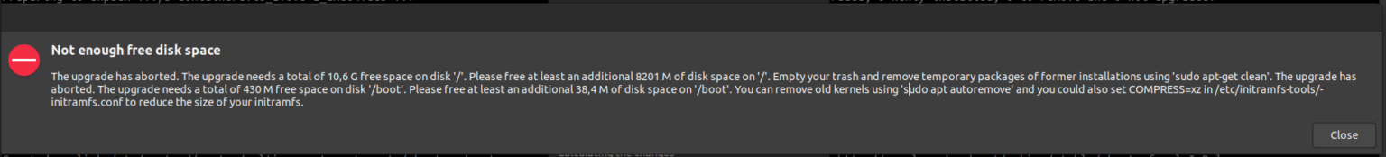 Ubuntu Distribution Upgrade Not Enough Free Disk Space Bytefreaks ubuntu-distribution-upgrade-not-enough-free-disk-space-bytefreaks